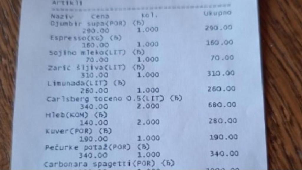 Šok i rasprava: Račun iz restorana digao Balkan na noge