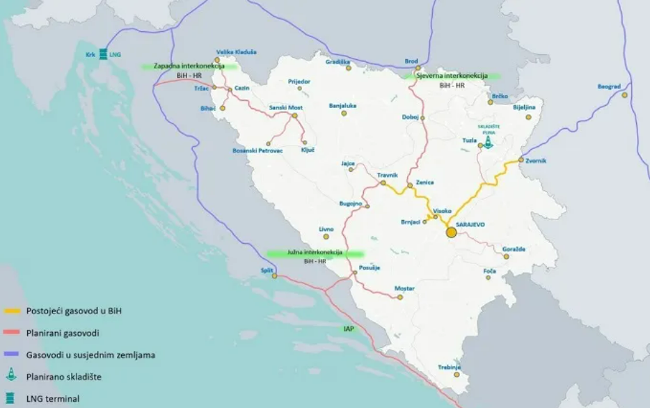 POGLEDAJTE MAPU Uskoro u funkciji novi gasovod kroz BiH dug 40-ak kilometara
