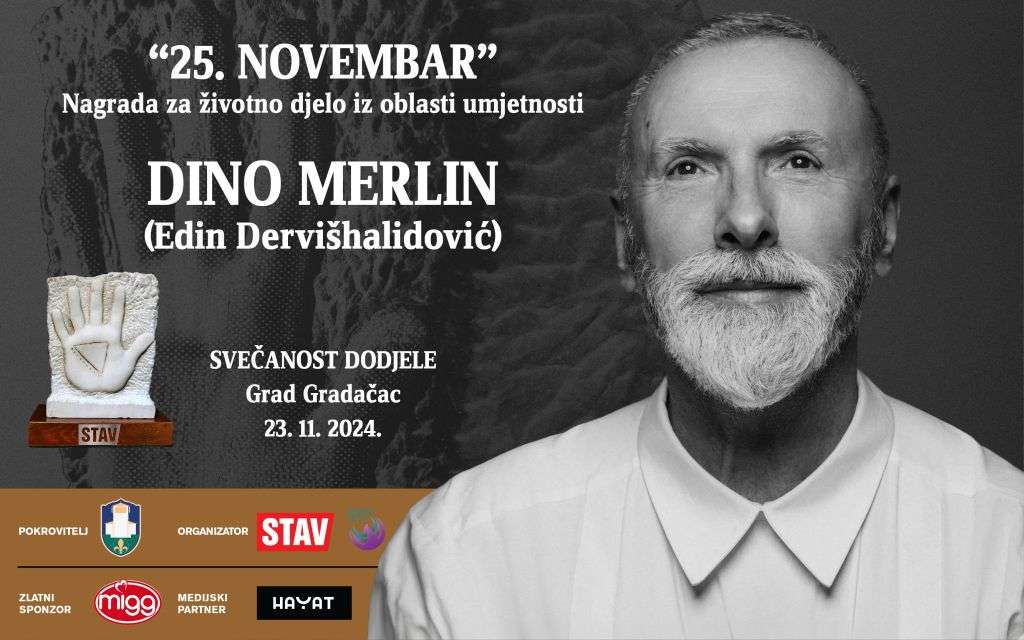 Dino Merlin dobitnik nagrade "25. novembar" za životno djelo